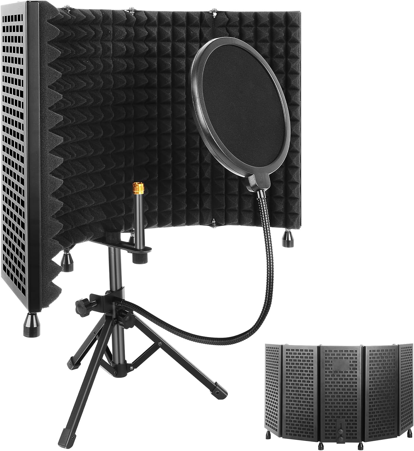Amazon.com: Moukey Microphone Isolation Shield with Pop Filter & Tripod ...
