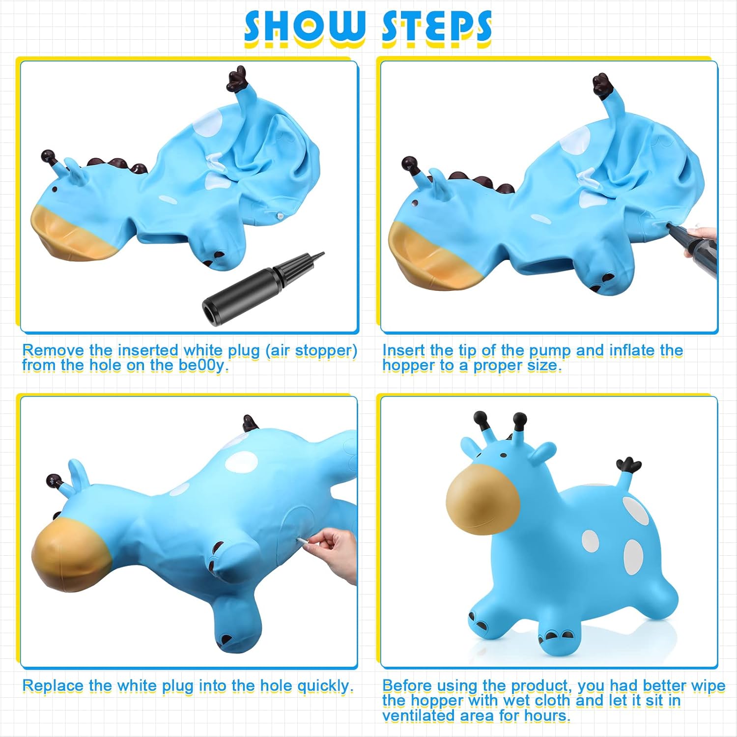 Buy 2 Pack Dinosaur Bouncy Hopper, Horse Animal Hopper Bouncer ...