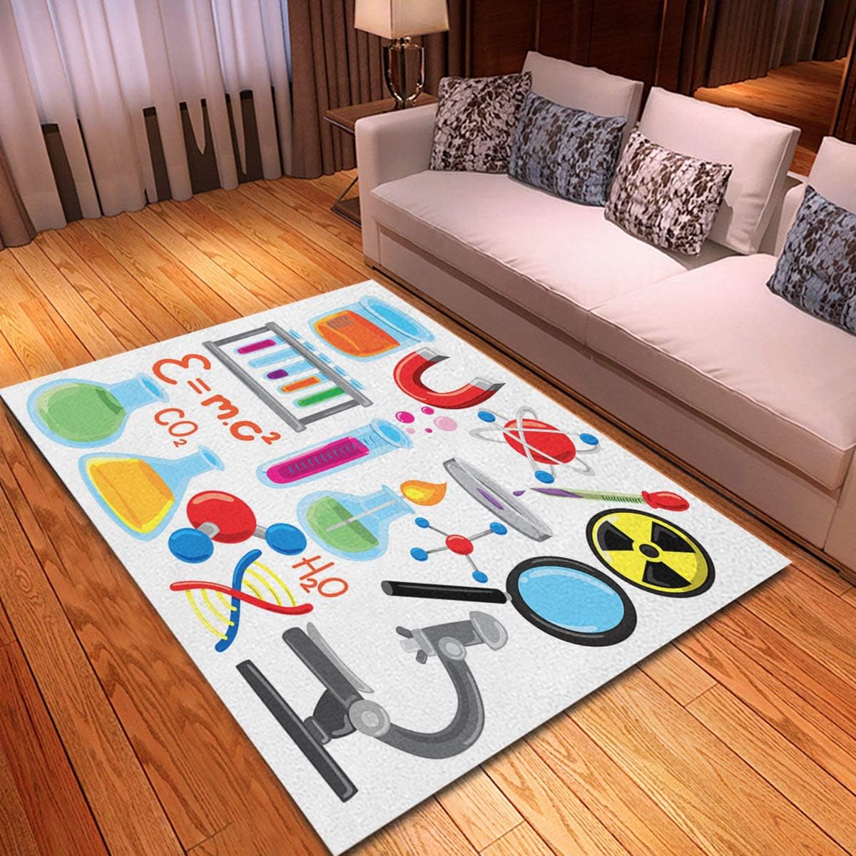 Amazon.com: rouihot Non-Slip Area Rug 2'x 3' Colorful Lab of Science ...