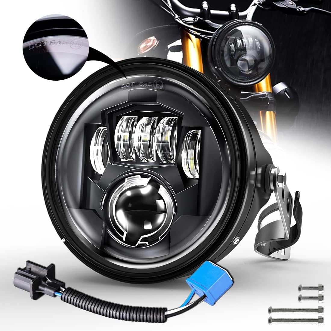 Amazon.com: LEDUR 7Inch LED Round Motorcycle Headlight DOT Approved Hi ...