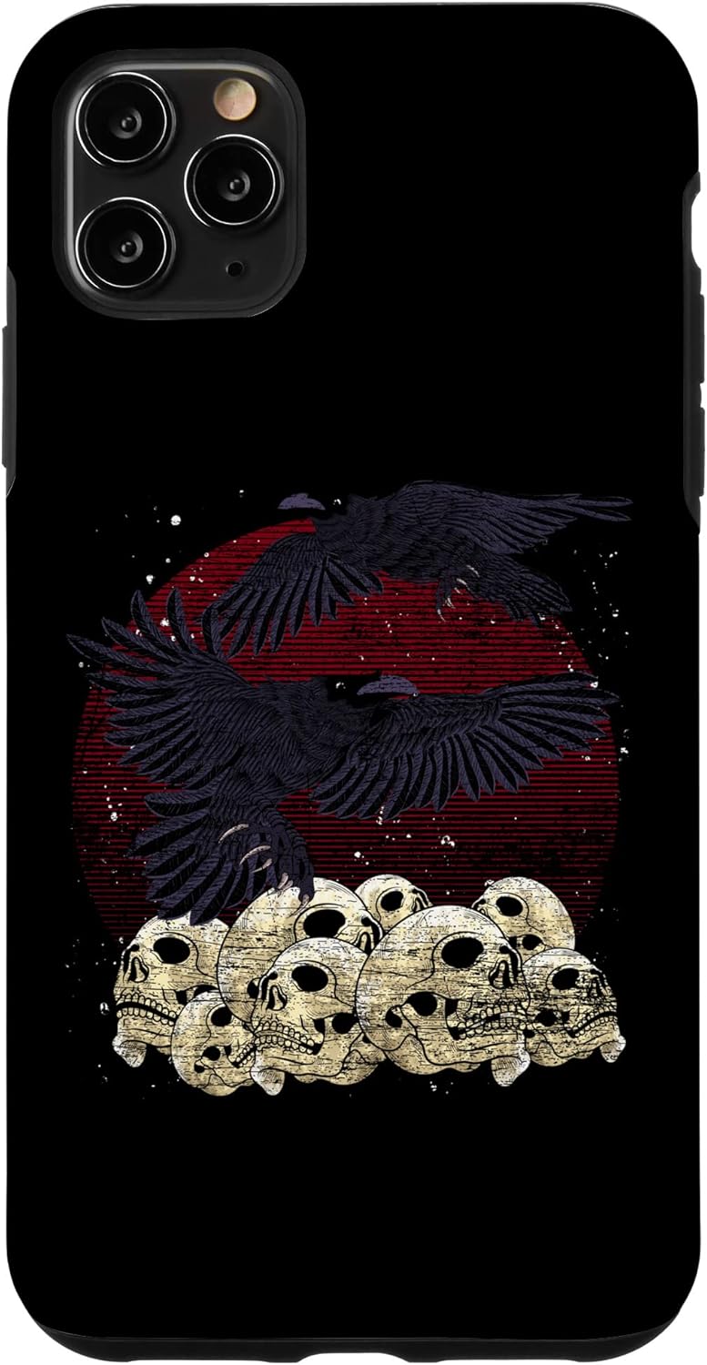 Amazon.com: iPhone 11 Pro Max Skeleton Heads Gothic Raven Spooky Skull ...