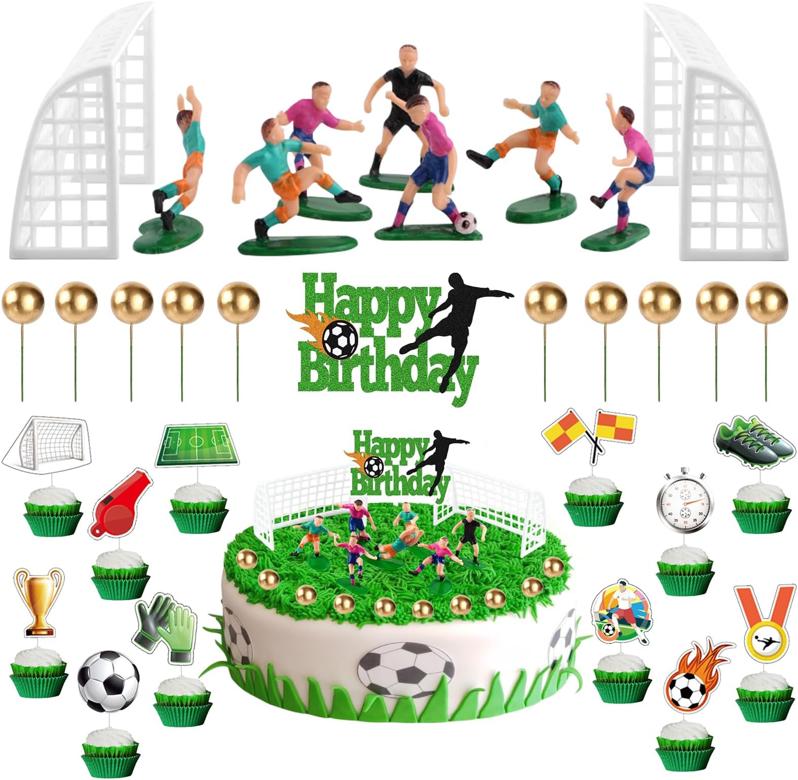PME FS009 Football / Soccer Toppers for Cake and Cupcakes Set of 9, 10 ...