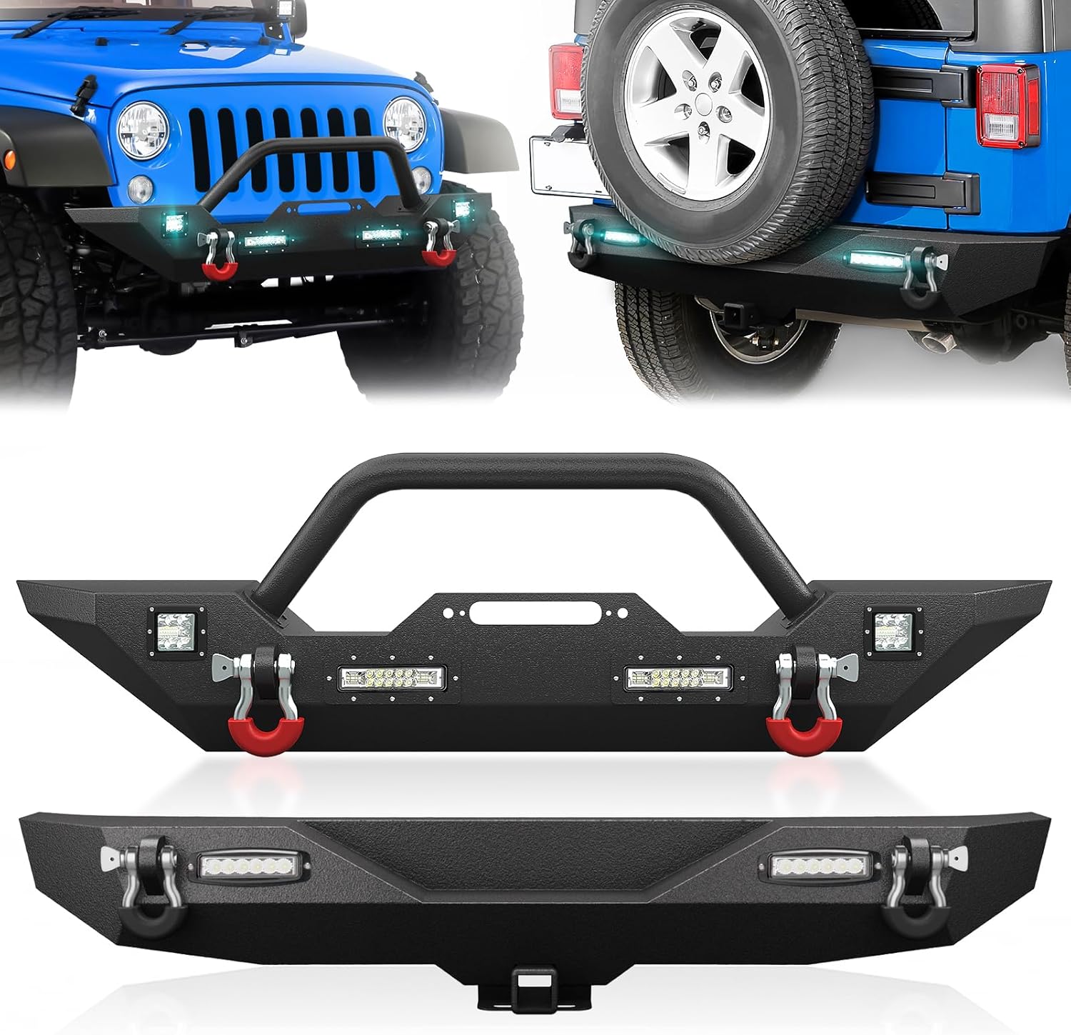 Amazon.com: EYOUHZ Front & Rear Bumper Compatible with 2007-2018 Jeep ...