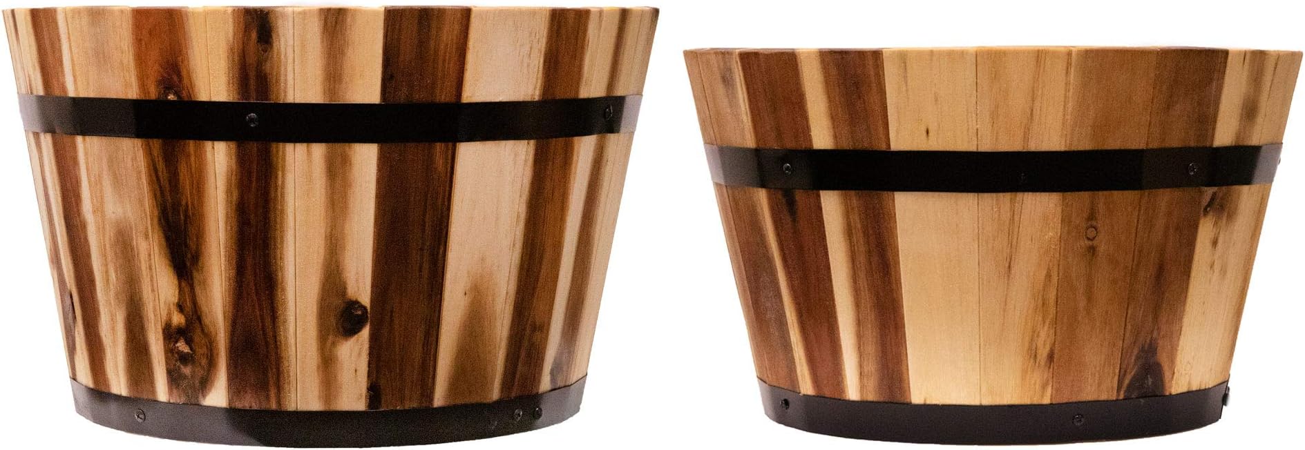 Amazon.com : Best Choice Products Set of 3 Wooden Bucket Barrel Garden ...
