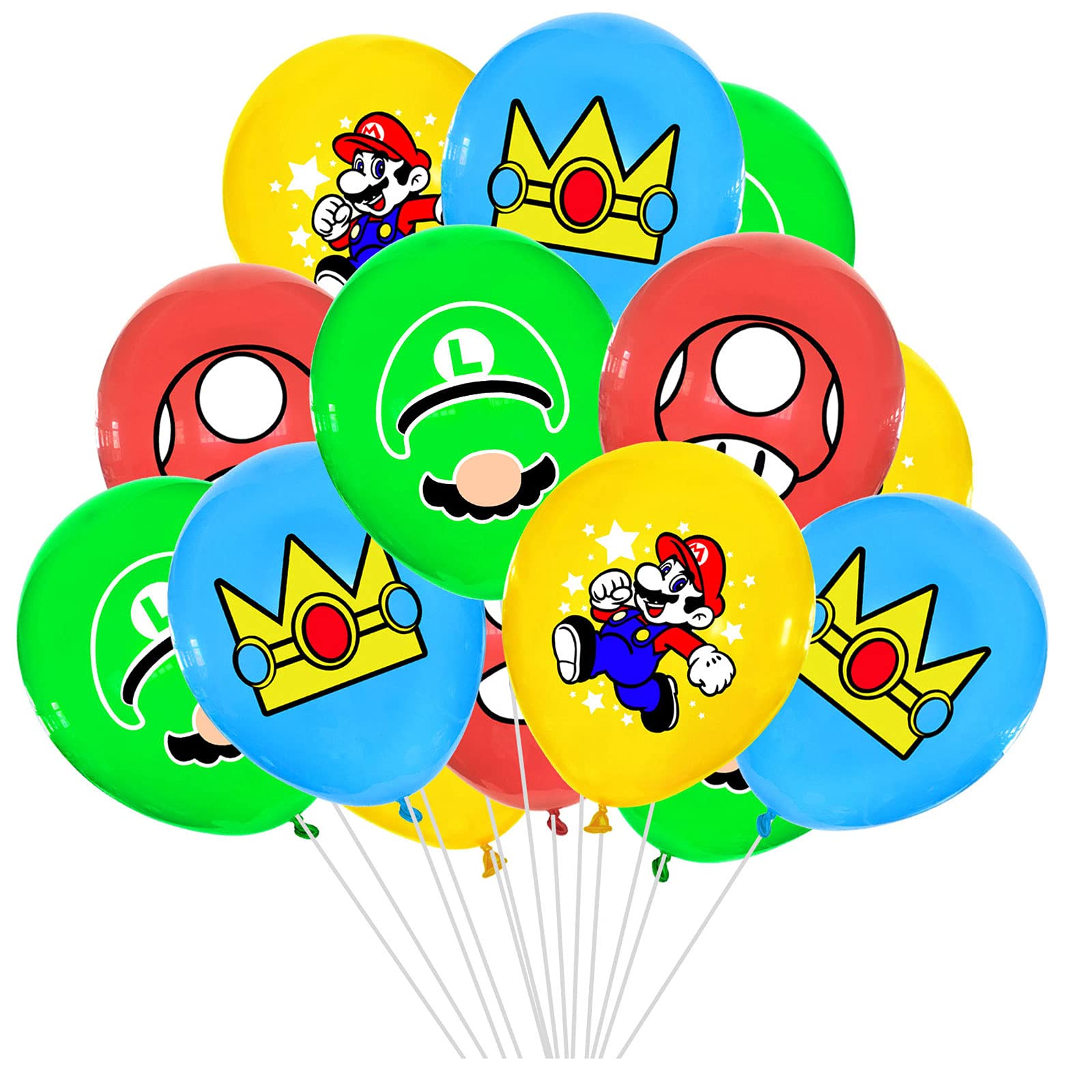 Buy 12 PCS Super Mario Bros Balloons Mario Printed Latex Balloons for ...