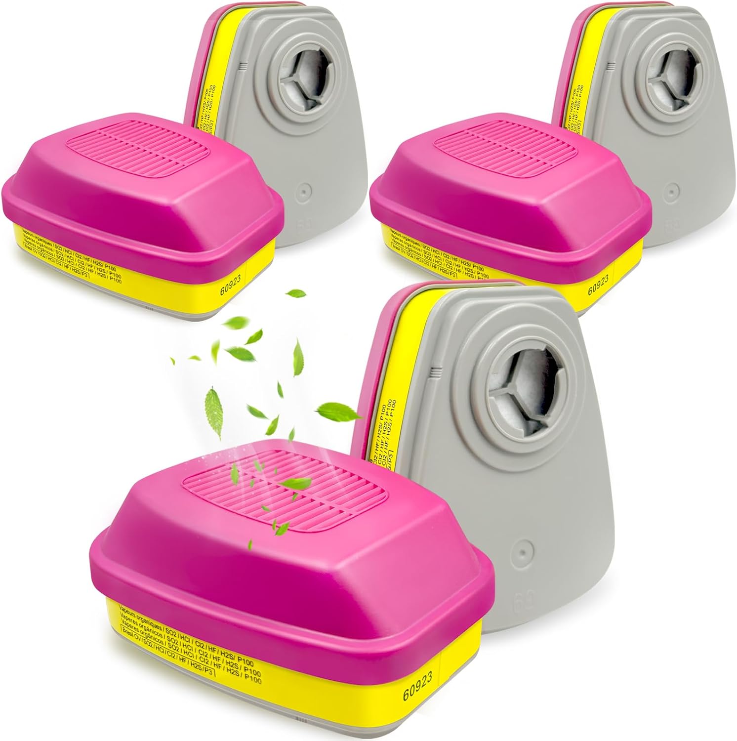 (3 Pairs)60923 Respirator Cartridge, Particulate Filter,for Half and ...