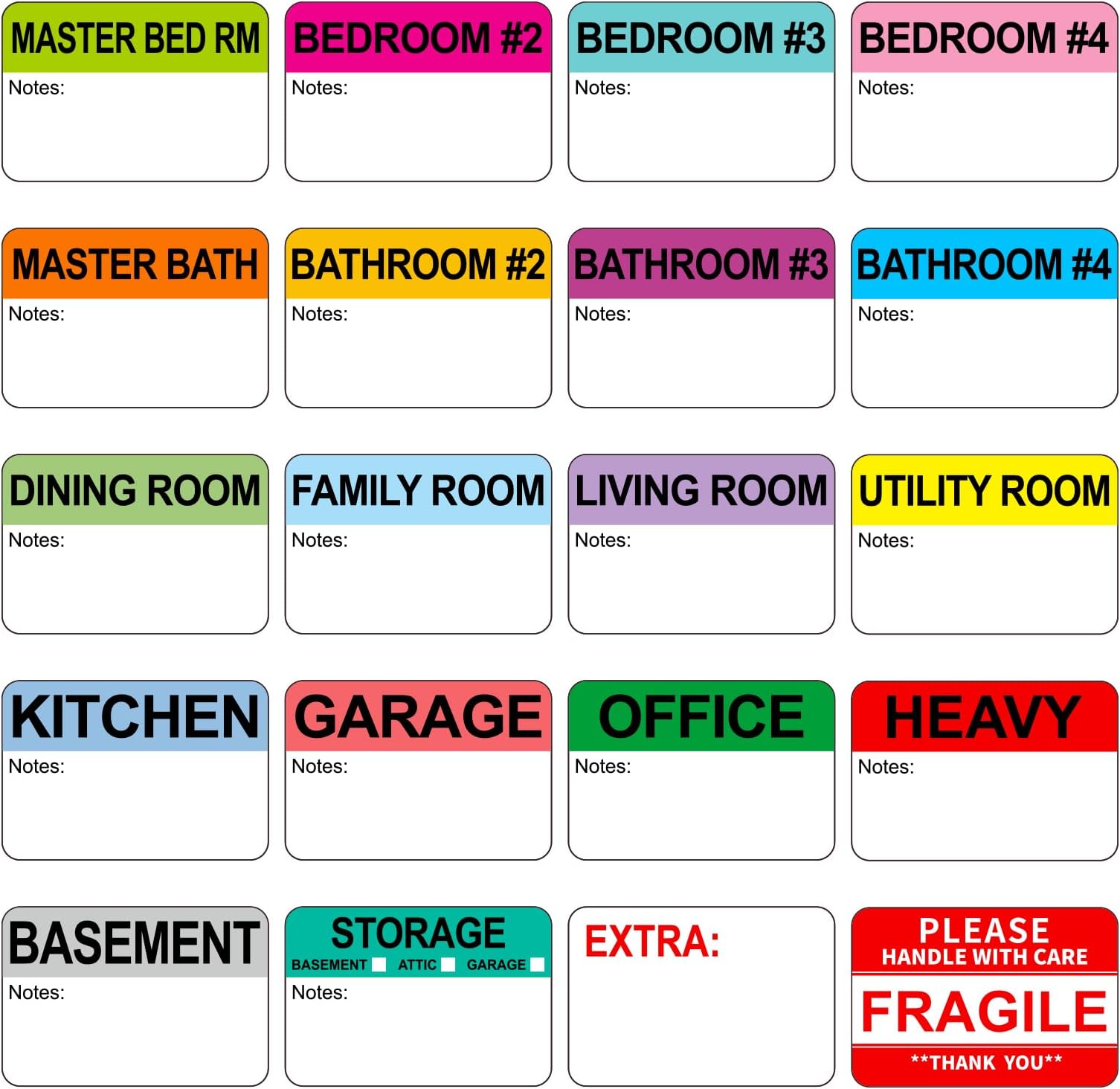 Amazon.com : 1200 Count 3 x 2 Inch Large Home Moving Packing Box Labels ...