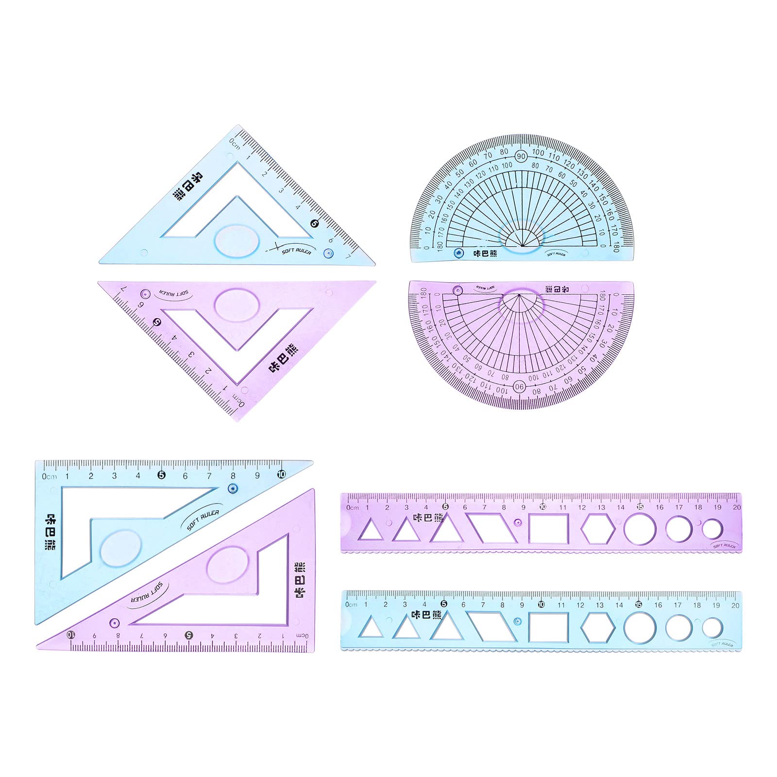 Amazon.com : HARFINGTON 8piece Math Ruler Set 20cm Soft Straight Ruler ...