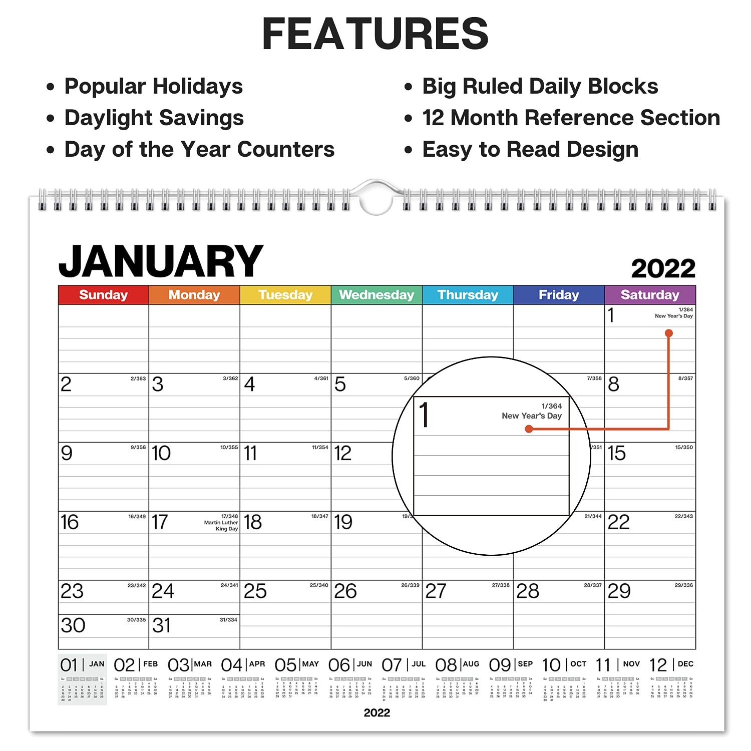 Dunwell 12x15 Wall Calendar 2022-2023 - (Colorful) Use to June 2023 ...