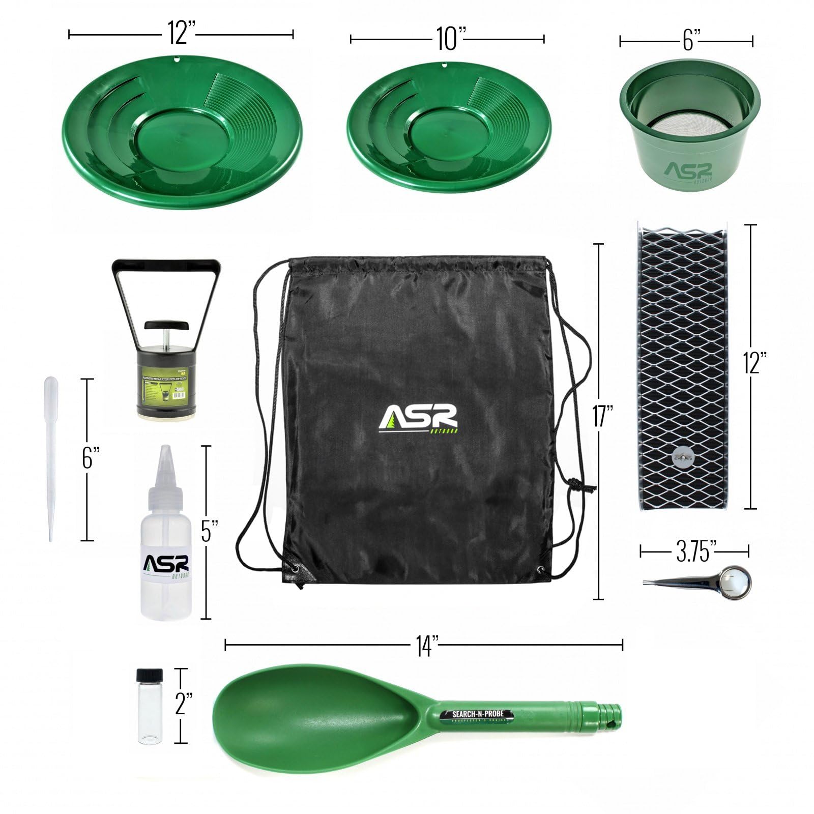 Snapklik.com : ASR Outdoor 3lb Paydirt Complete Backpack Gold Panning Kit