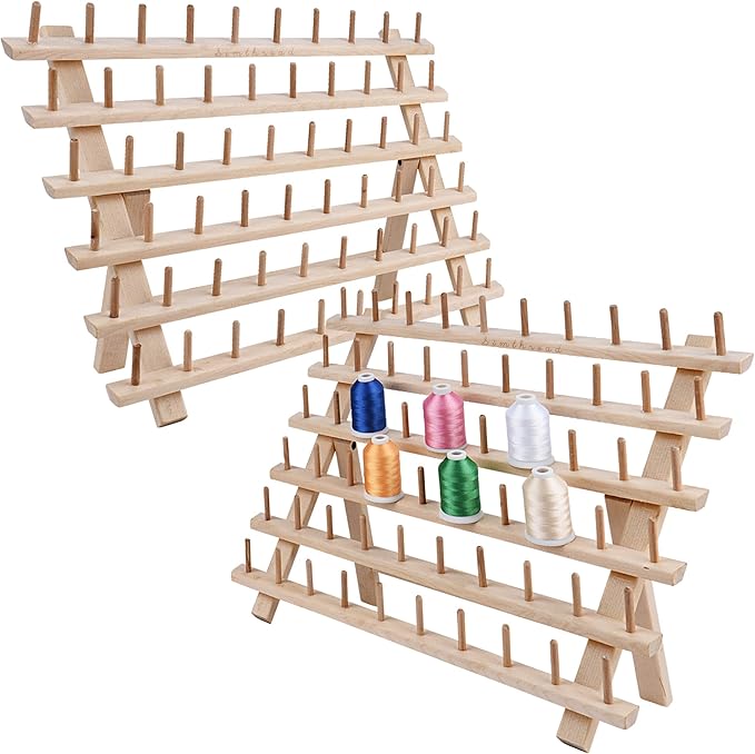 Amazon.com: Simthread [Upgraded] 60x2 Spools Wooden Thread Holder ...