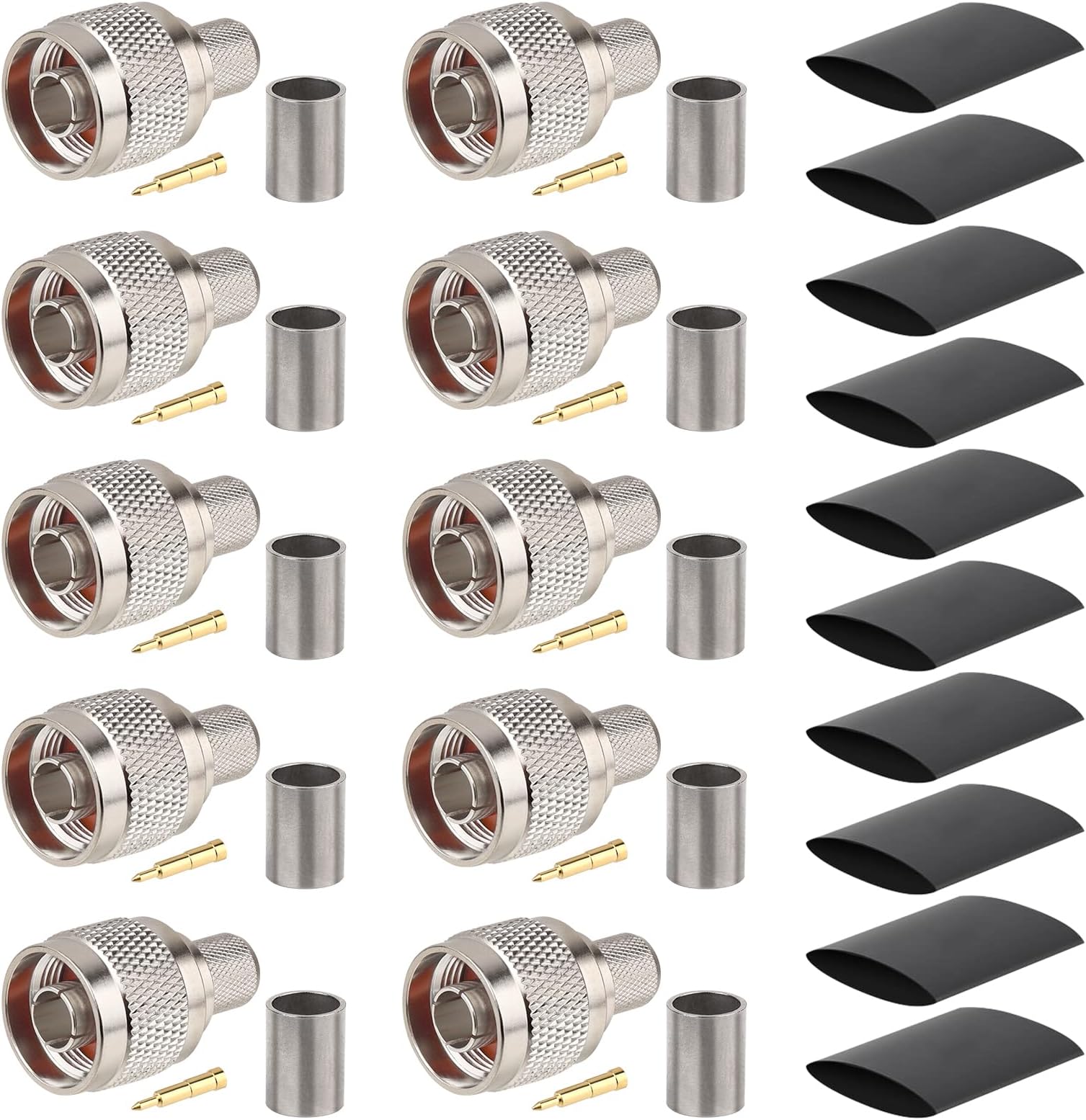 Amazon.com: MOOKEERF N Male Crimp Connector 50 ohm N Male Plug Crimp Coax Connector Adapter for ...