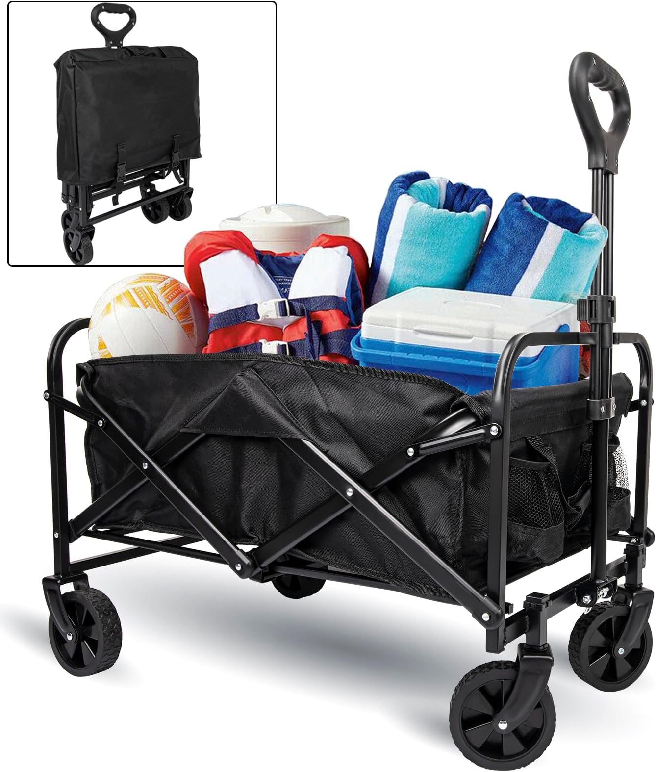Collapsible Folding Wagon Cart Heavy Duty Outdoor Utility Wagon Beach ...