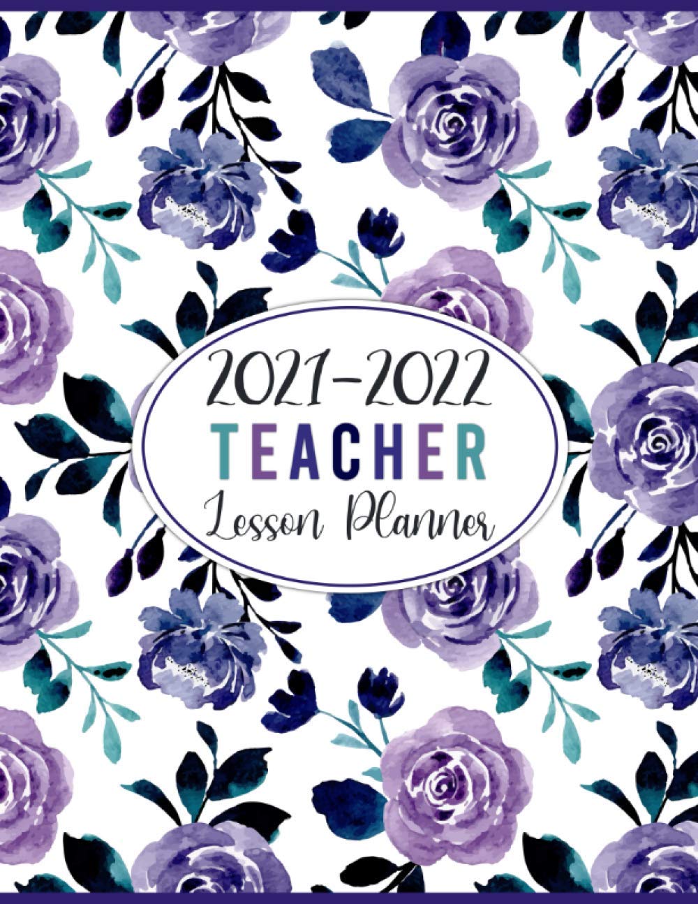Teacher Lesson Planner 2021 2022 Pretty Purple Flowers Design Large ...