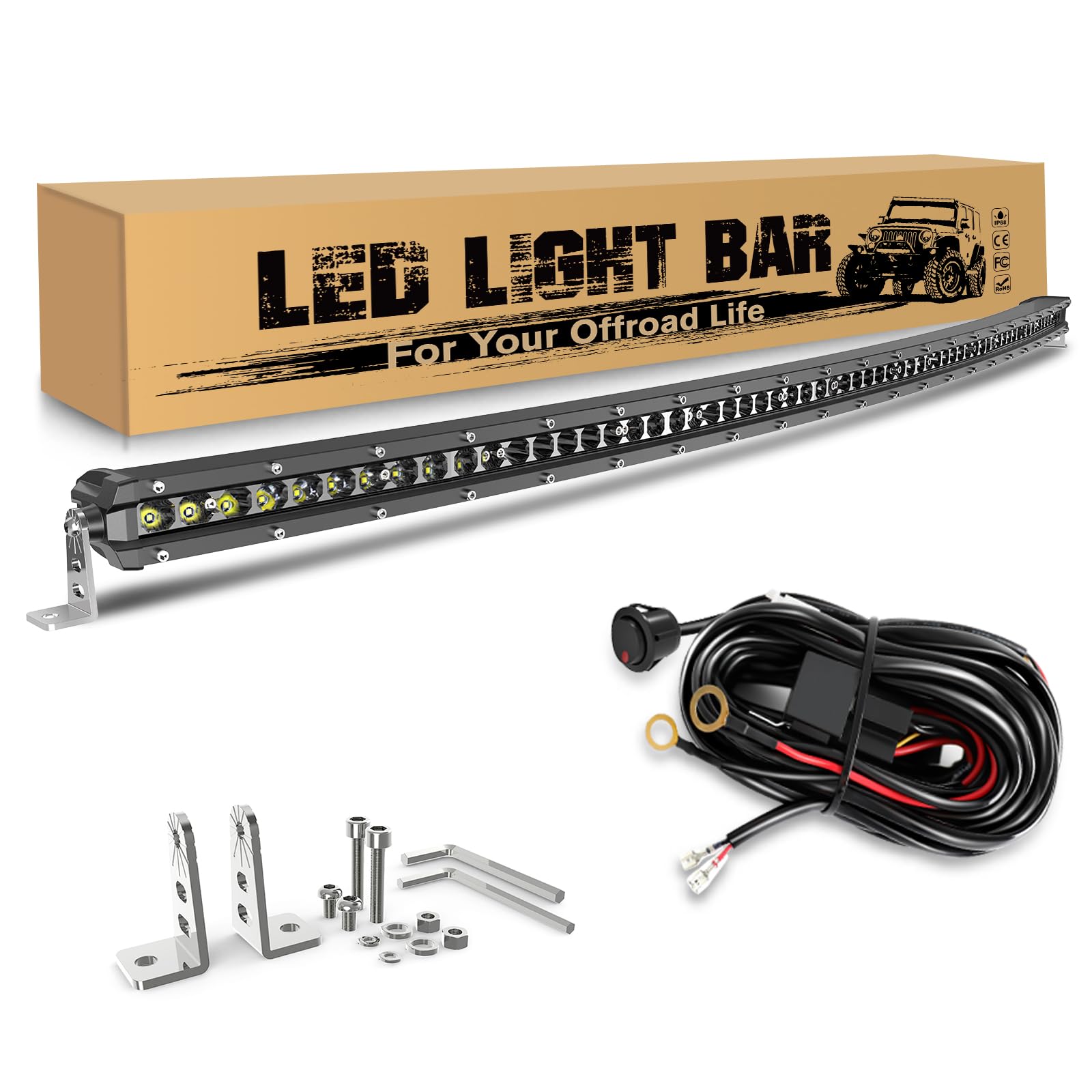 COLIGHT LED Light Bar Curved 44 inch Slim led bar Single Row Light Bar ...