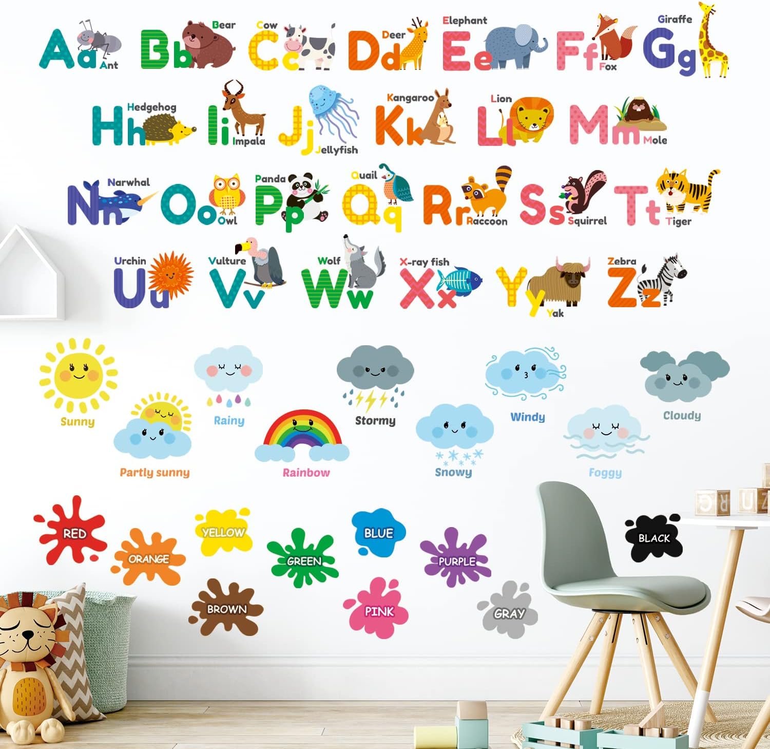 Amazon.com: DEKOSH Alphabet Wall Decals - Colorful ABC Wall Stickers ...