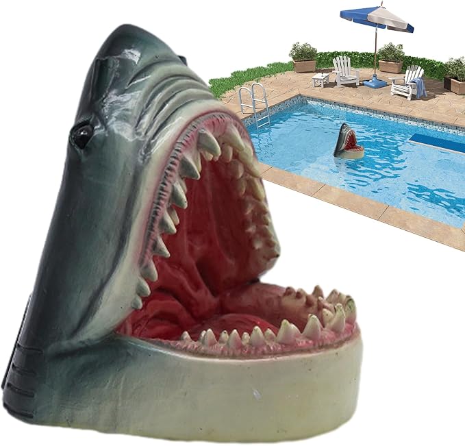 Amazon.com: SEYIMTU Realistic Shark Head Pond Decor, Resin Floating ...