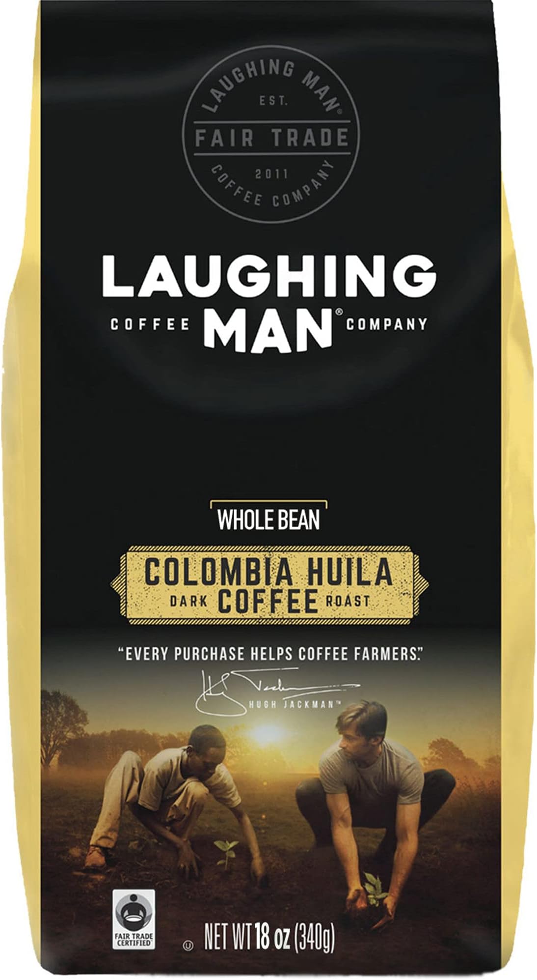 Amazon.com : LAUGHING MAN Colombia Huila, Whole Bean Coffee, Dark Roast ...