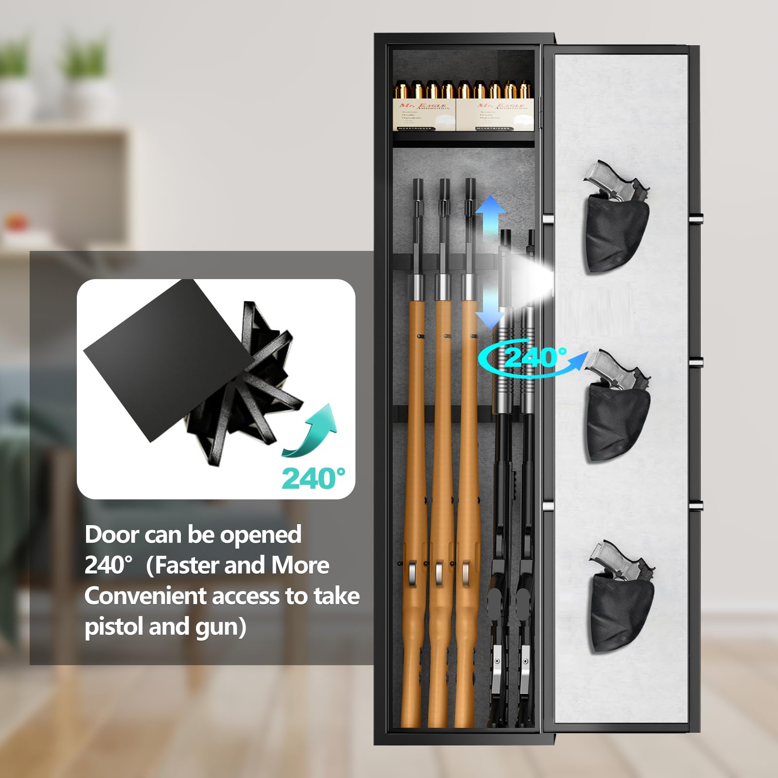 Snapklik.com : QIRANUI 4-5 Biometric Gun Cabinet, 54" Quick Access ...