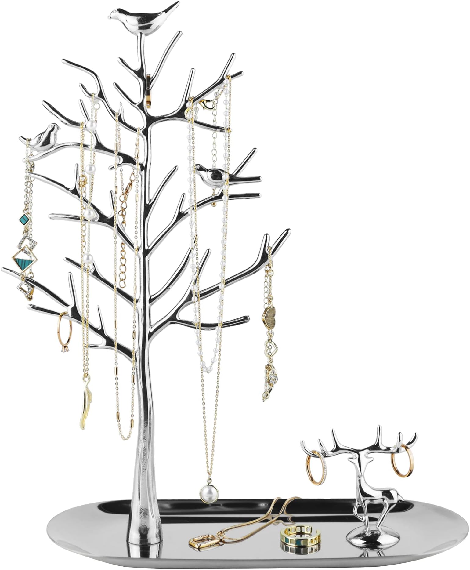 Amazon.com: MORE&LESS Tree and Deer Jewelry Rack,for Ring Earrings ...
