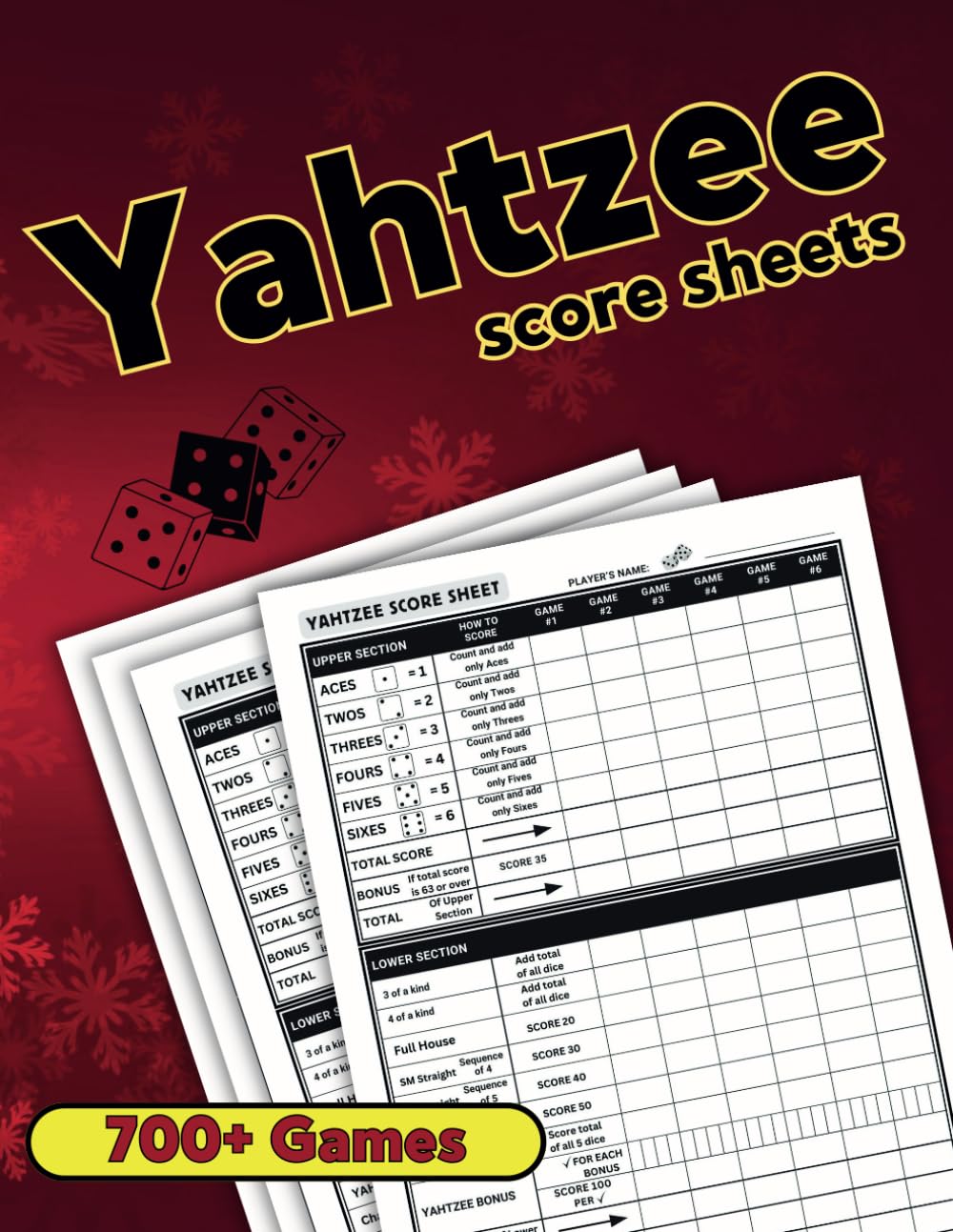 Amazon.com: Yahtzee score sheets: Yahtzee score book with 8.5 x 11 ...