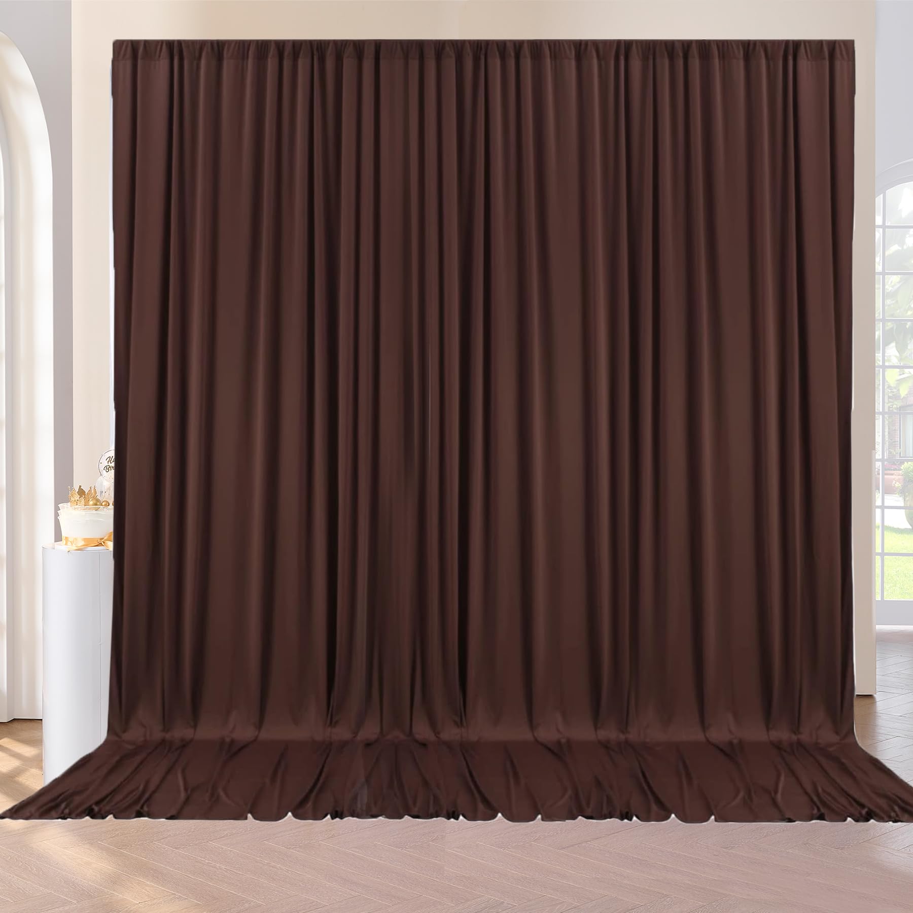 Amazon.com: 10ft x 10ft Wrinkle Free Brown Backdrop Curtains for ...