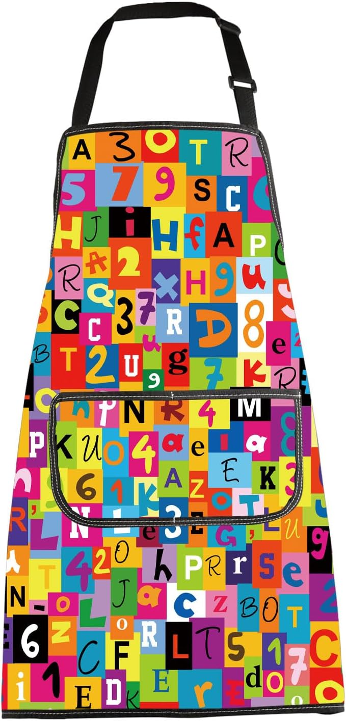Amazon.com: MBMSO Alphabet Aprons Kitchen Chef Cooking Aprons With ...