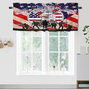 Amazon.com: Brebasf American Flag Bald Eagle Kitchens Valances for ...