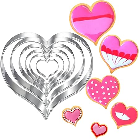 Amazon.com: Heart Cookie Cutter Set-6 Pieces-4.25" 3.5" 3.0" 2.5" 1.7 ...