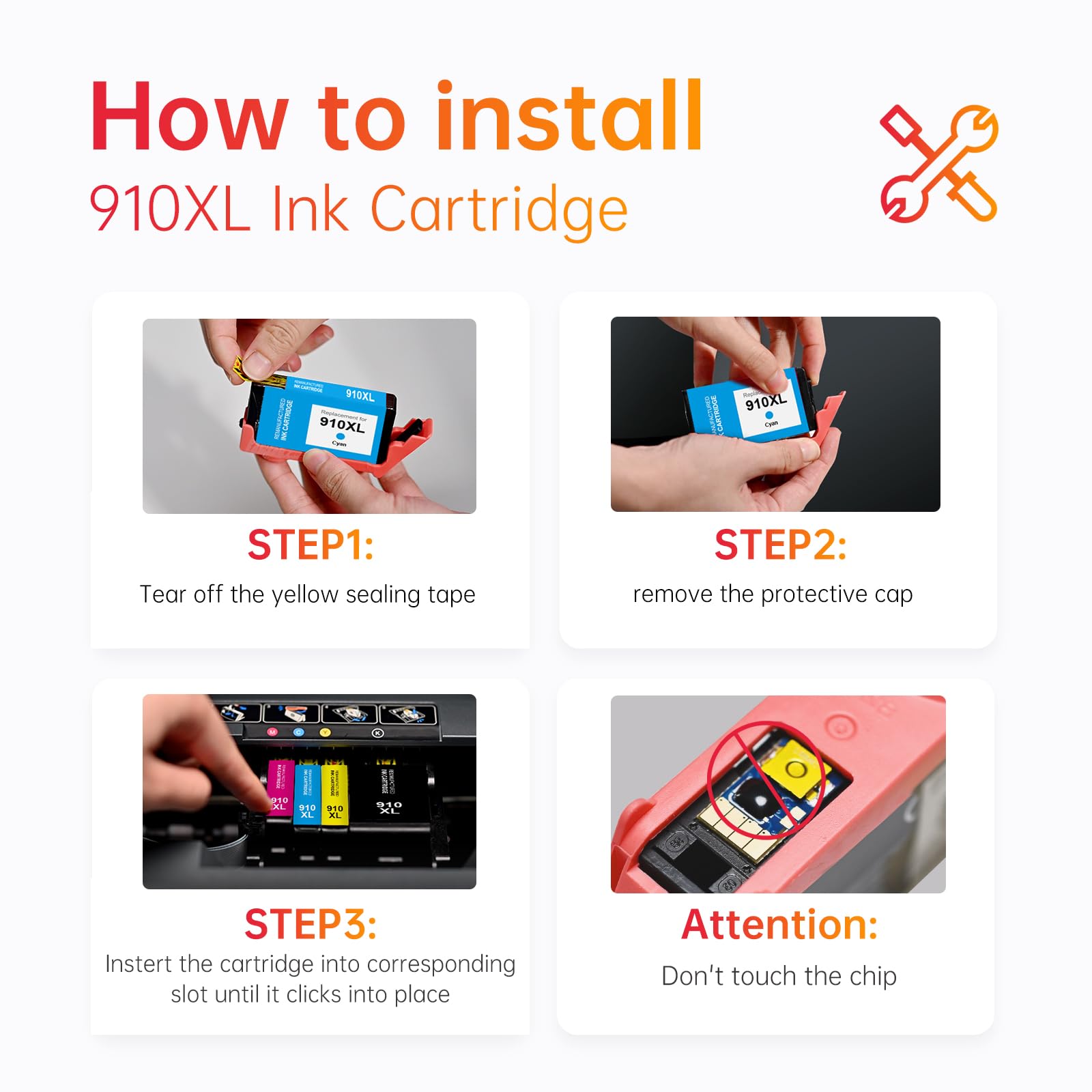 910XL Ink Cartridges Combo Pack for HP Printers Replacement for HP 910 ...