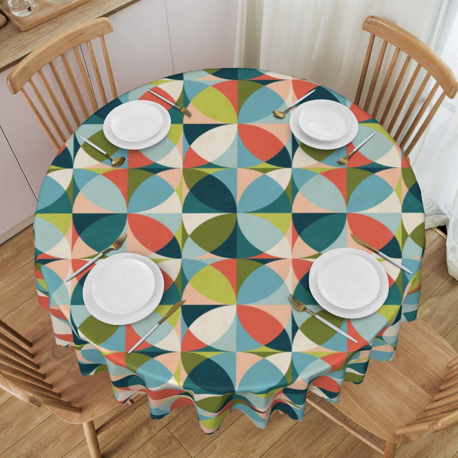 Amazon.com: juniissl Geometric Mid Century Modern Round Tablecloth ...