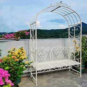 Amazon.com : Garden Arch Arbour with Seating, Archway Trellis Pergola ...