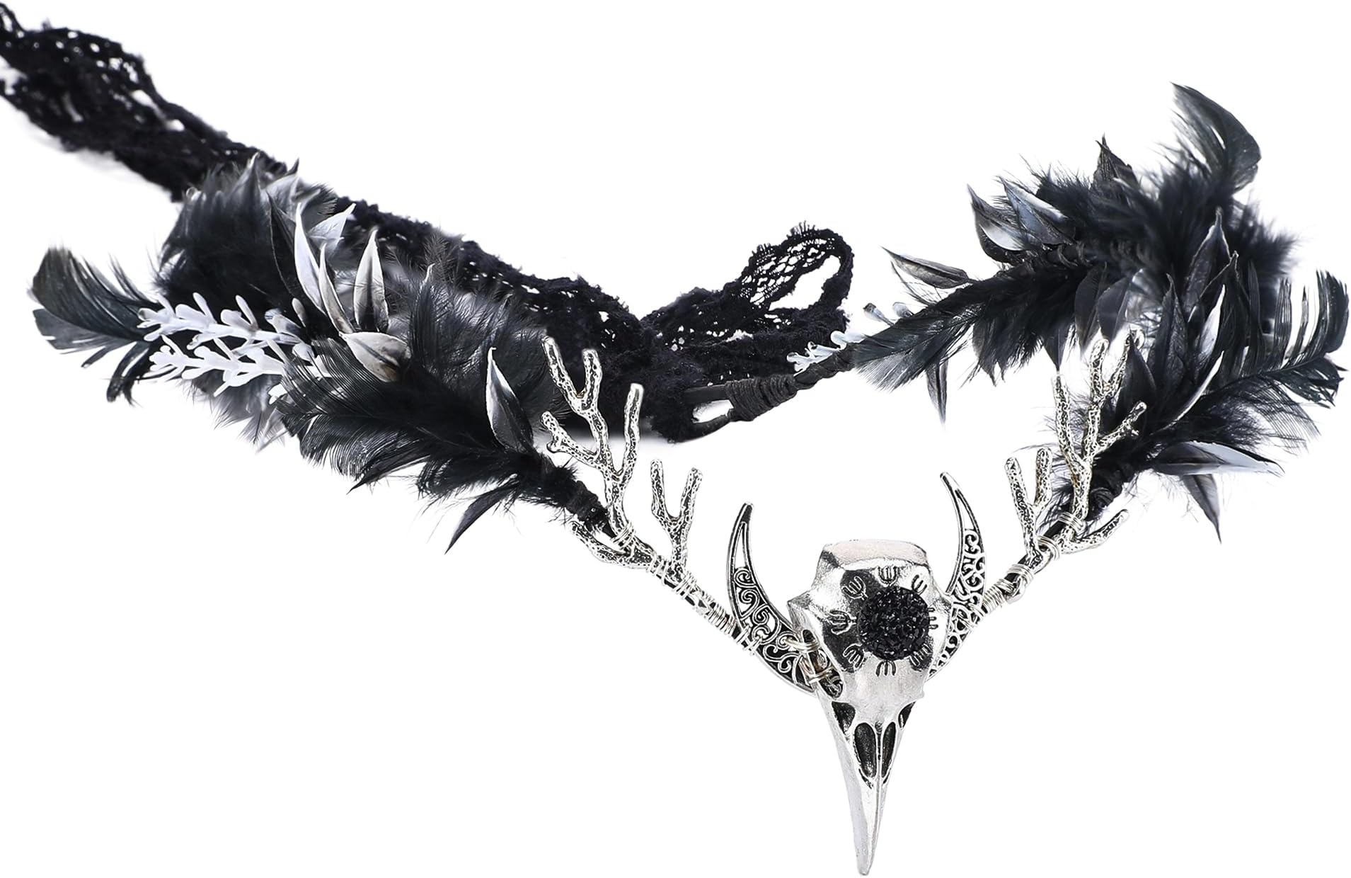 Amazon.com : MOSTORY Light up Fairy Crown - Silver Antler Crown Flower ...