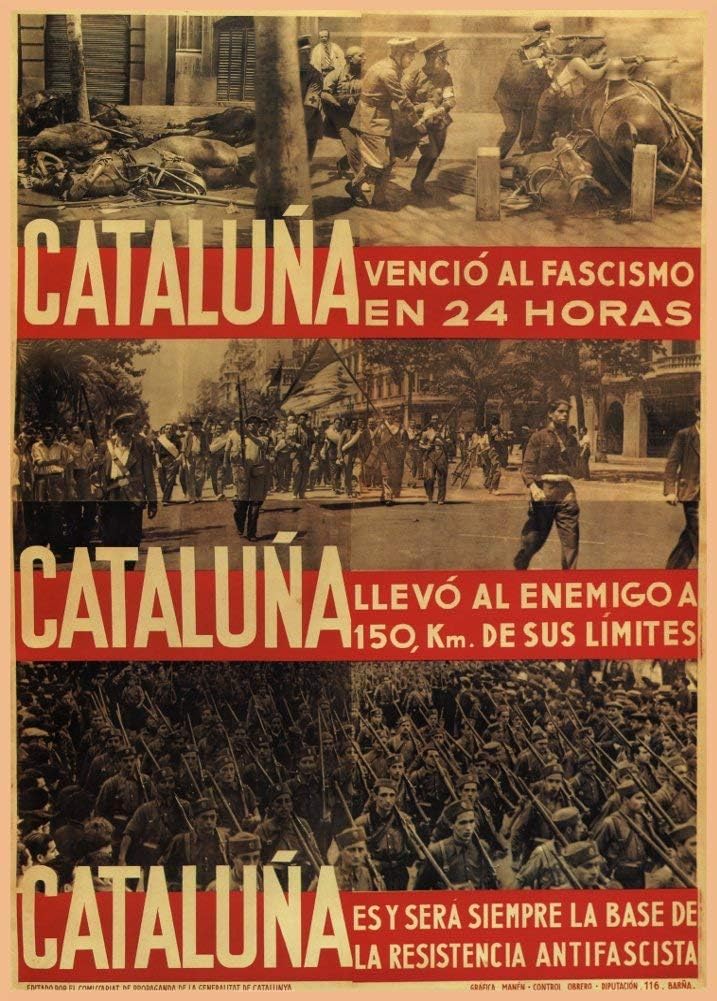 Vintage Spanish Civil War Propaganda 'Cataluna, Fascism Defeated ...