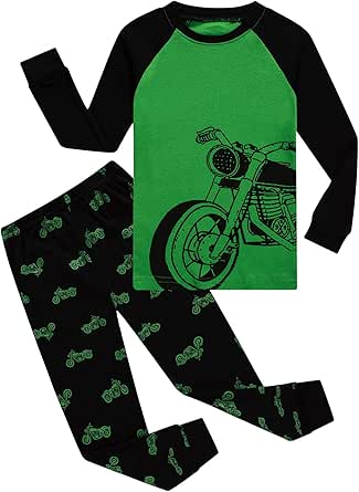 Amazon.com: Little Boys Pajamas Motorcycle 100% Cotton Long Sleeve ...
