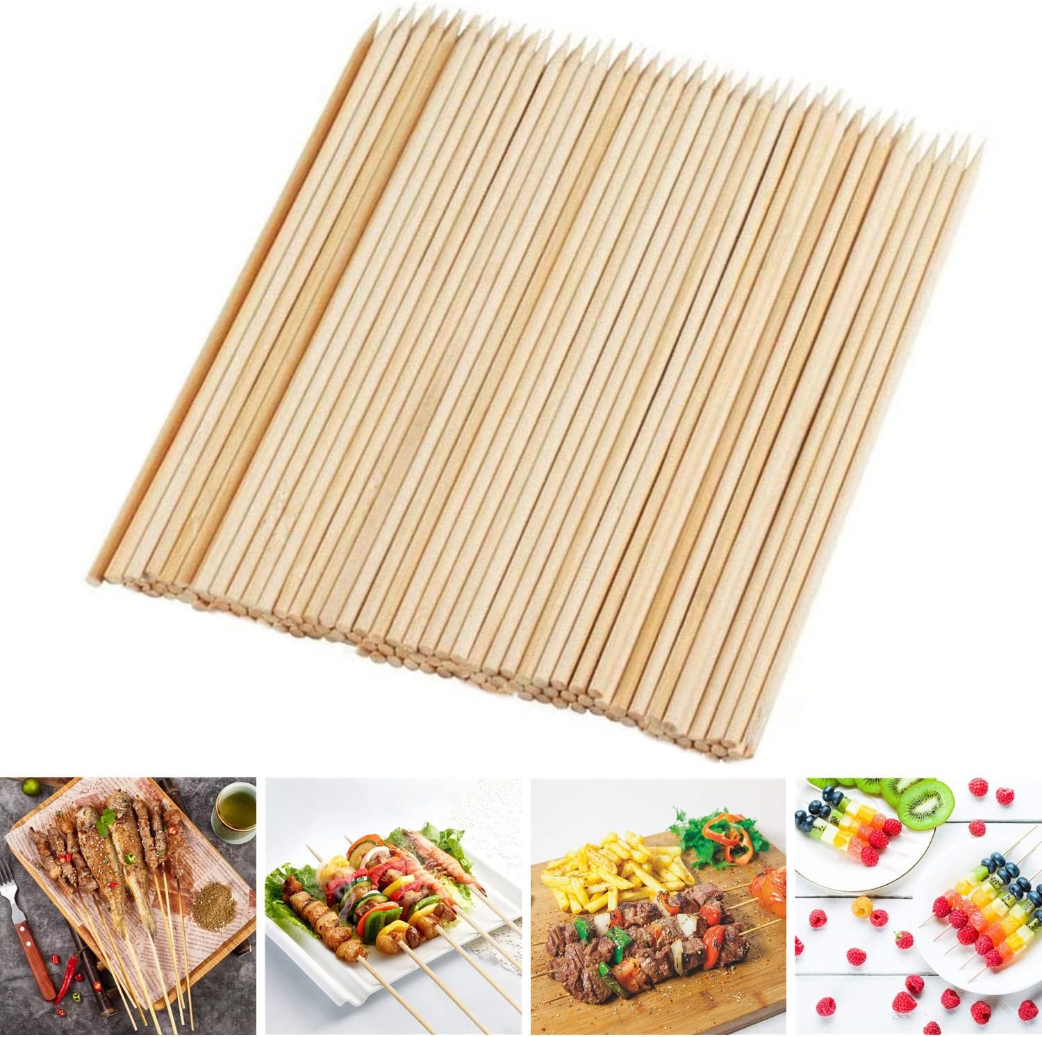 Amazon.com : 8" Bamboo Wooden Skewers for BBQ, Kebob, Appetizer, Fruit ...