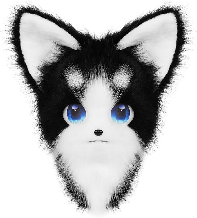 Amazon.com: HAOAN Animal Furry Fursuit Head Mask Plush Cat Fox Mask ...