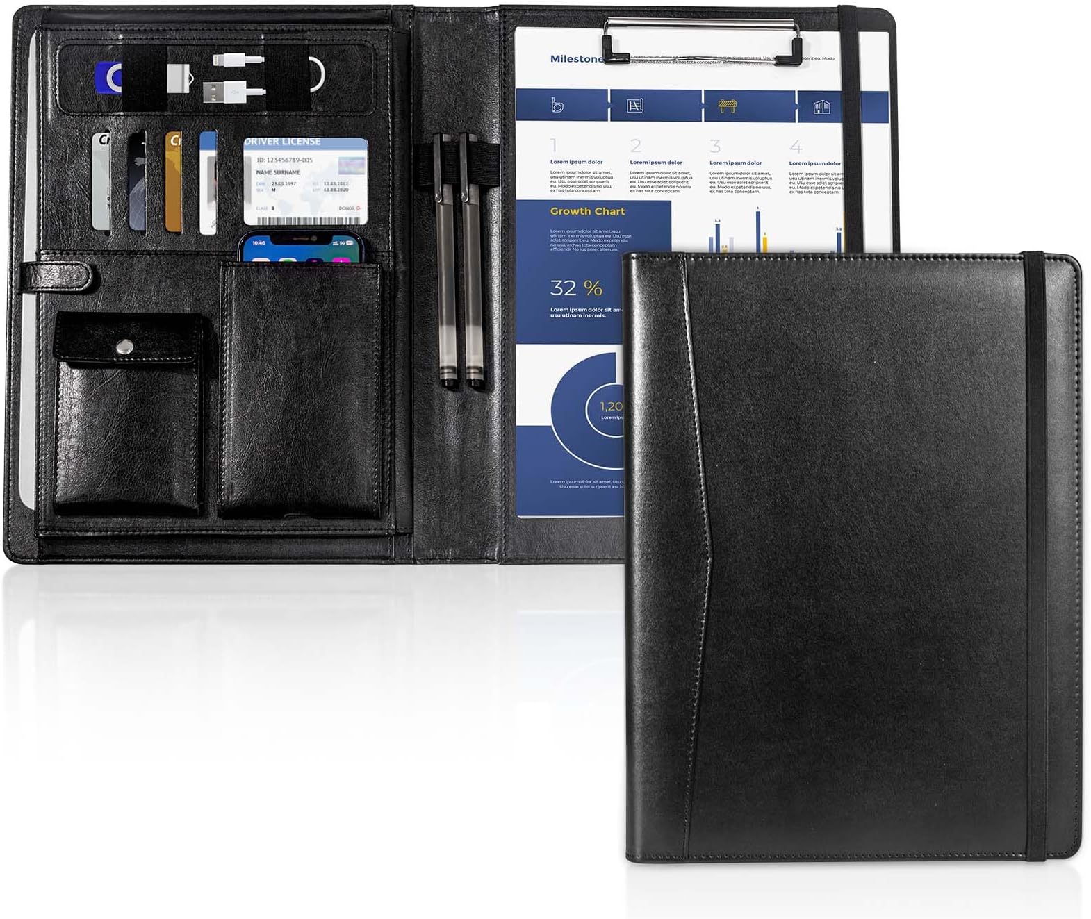 Amazon.com : Portfolio Folder PU Leather Padfolio for Men & Women ...