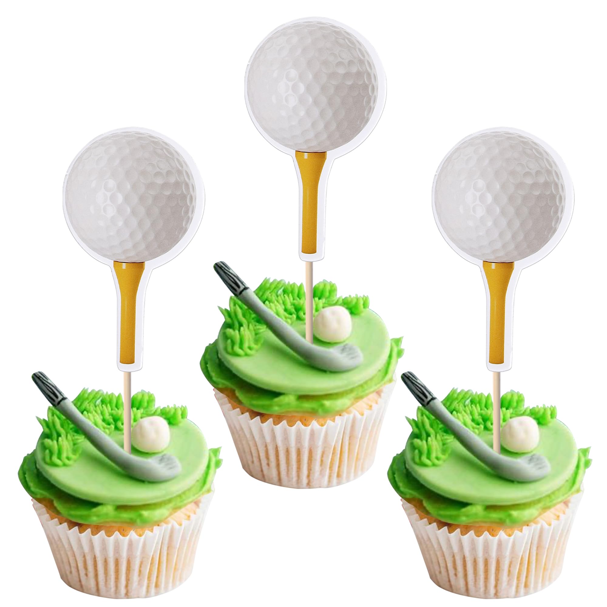 Amazon.com: Rsstarxi 40 Pack Golf Cupcake Toppers Golf Birthday Party ...