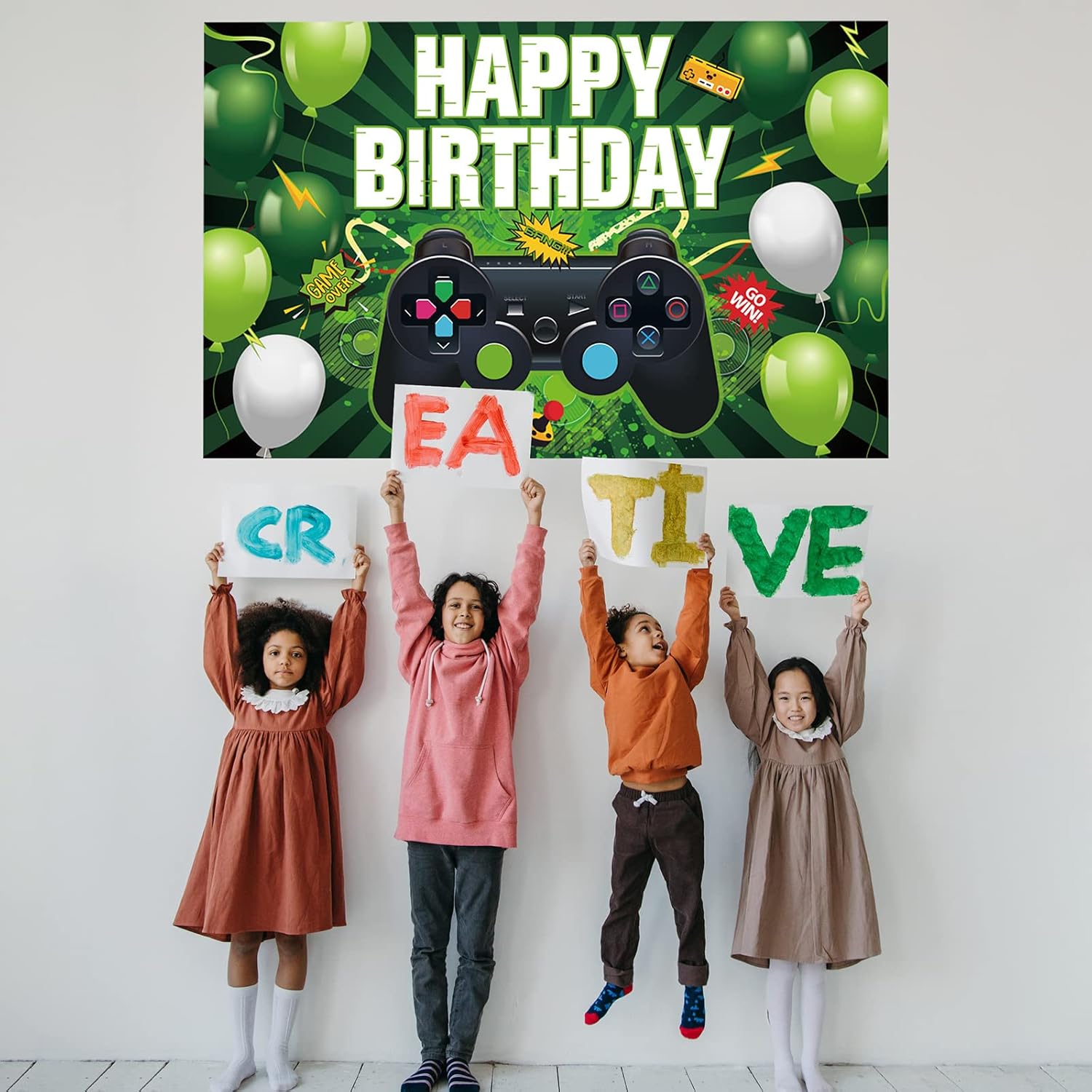 Video Game Backdrop Happy Birthday Backdrop, Birthday Party Backdrop ...