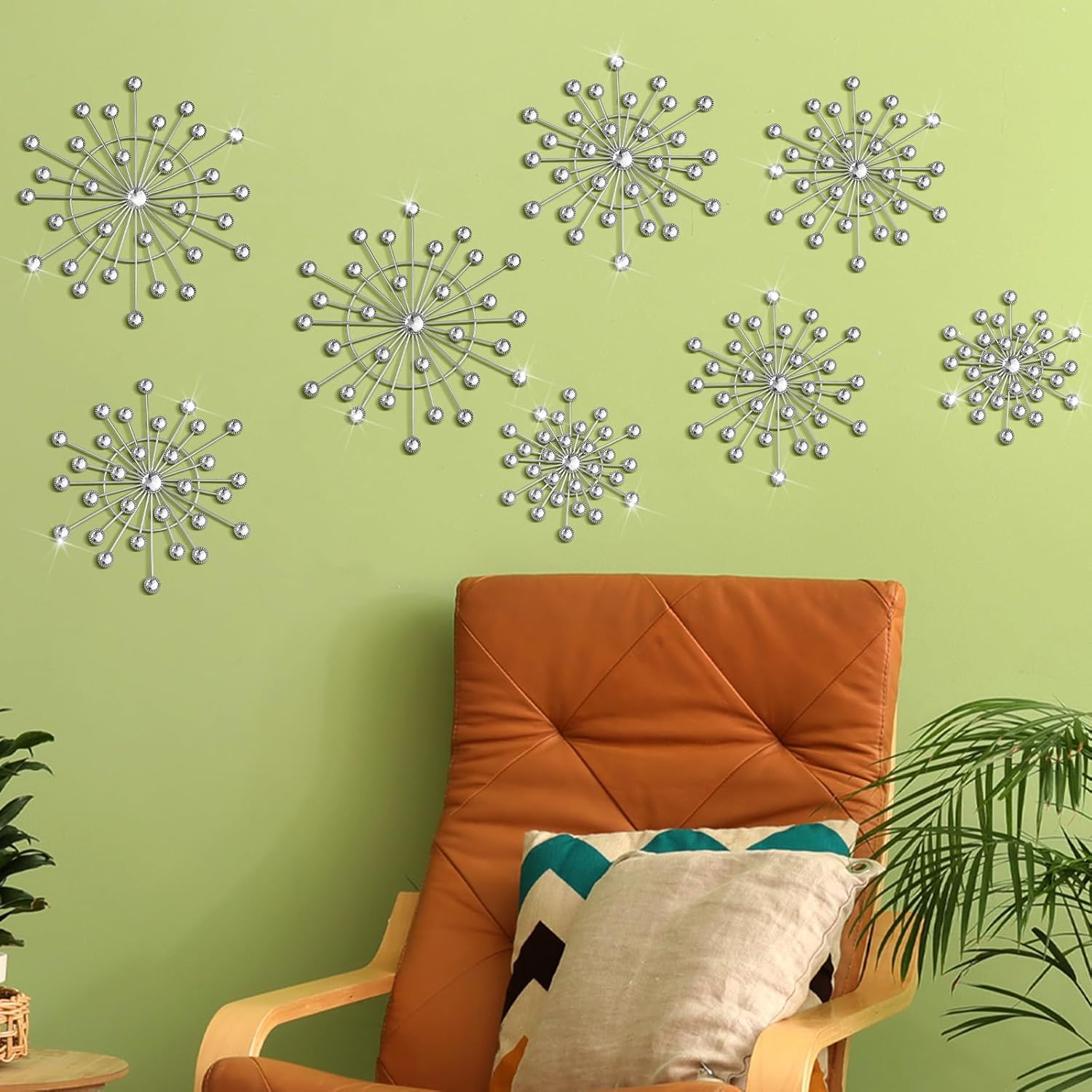 Amazon.com: MorningRo 8 Pcs Metal Wall Art Bling Crystal Home Decor ...