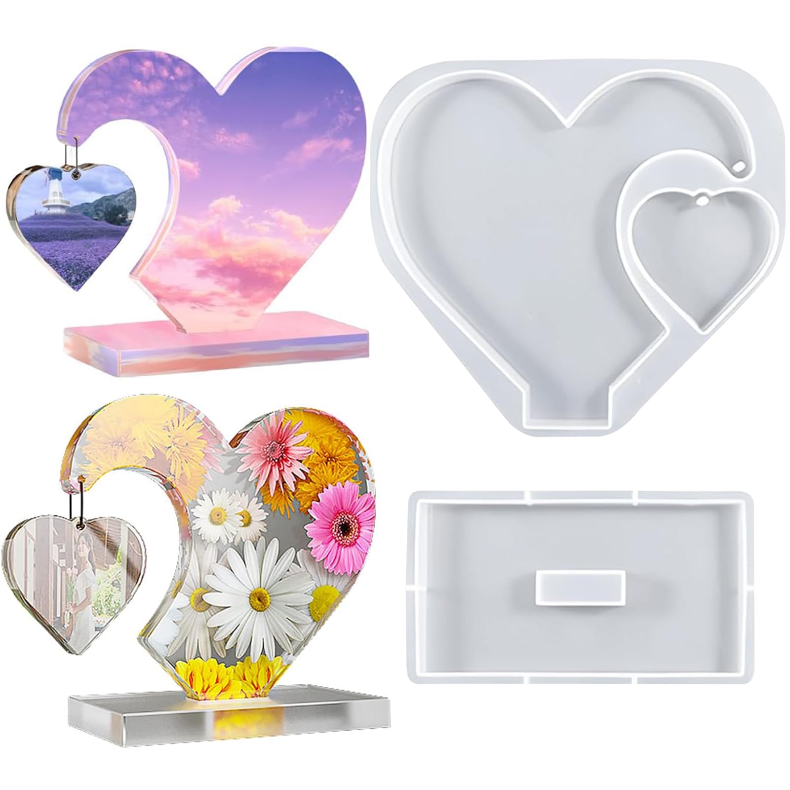 Amazon.com: Heart Photo Frame Resin Molds Epoxy Resin Picture Frame ...