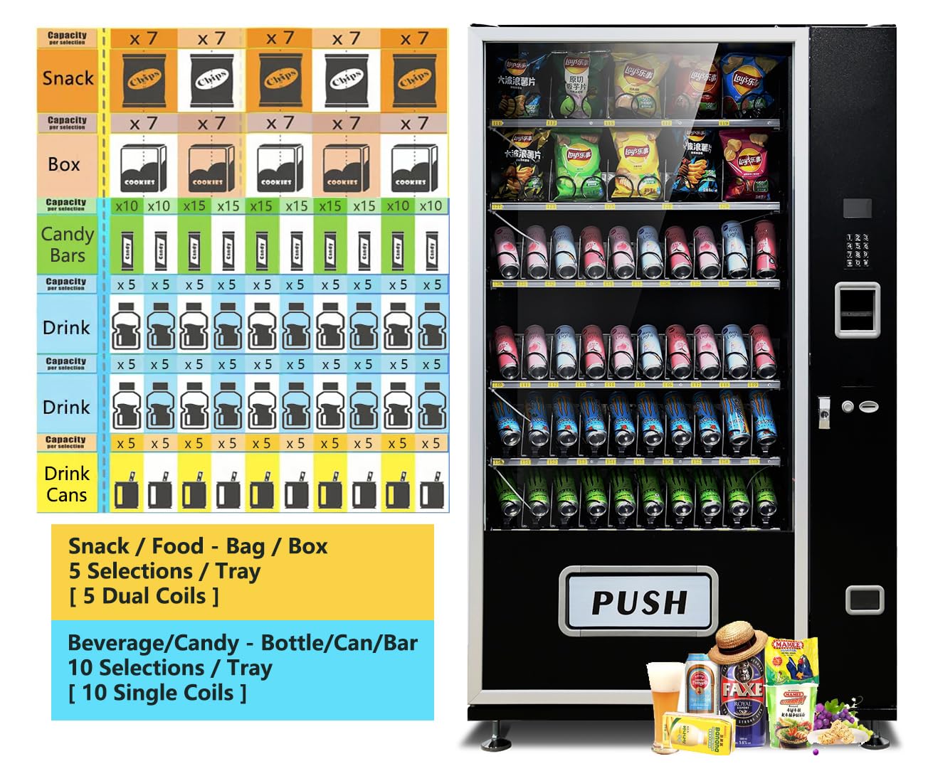 Amazon.com: EPEX Extra Large Beverage Snack Combo Vending Machine with ...