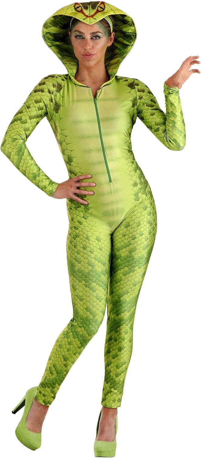 Amazon.com: Fierce Snake Costume for Women - Hooded Jumpsuit with ...