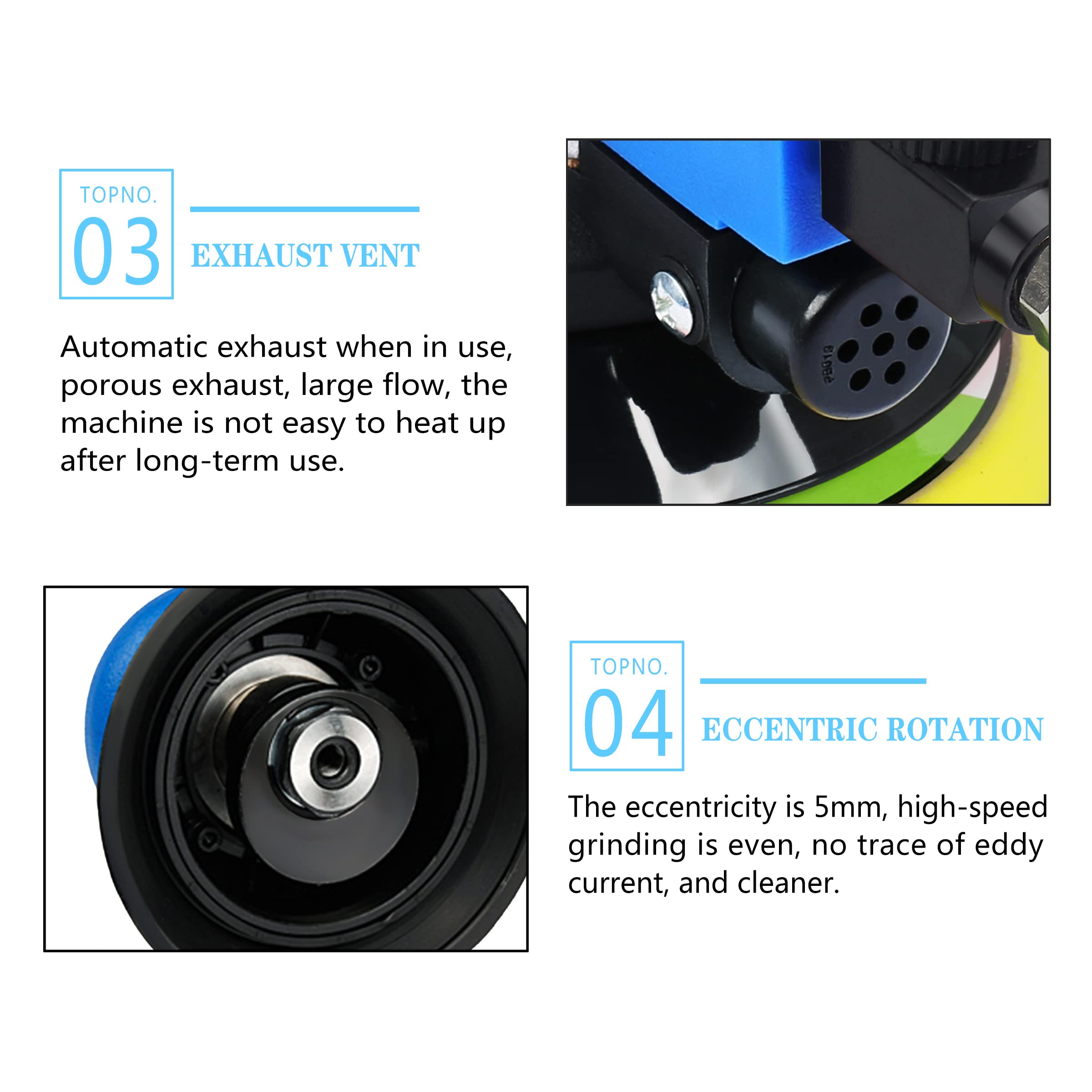Snapklik.com : Air Random Orbital Sander 6-inch Dual Action Pneumatic ...