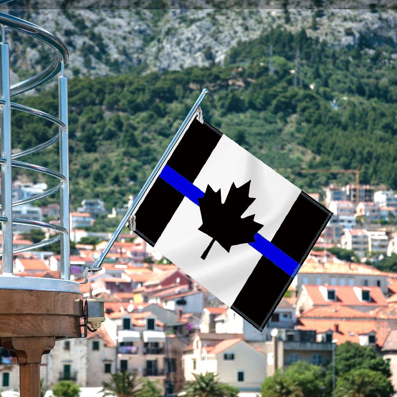 Canadian Police Tribute Flags 2 Pack Canada Blue Line Car Flags - Black ...