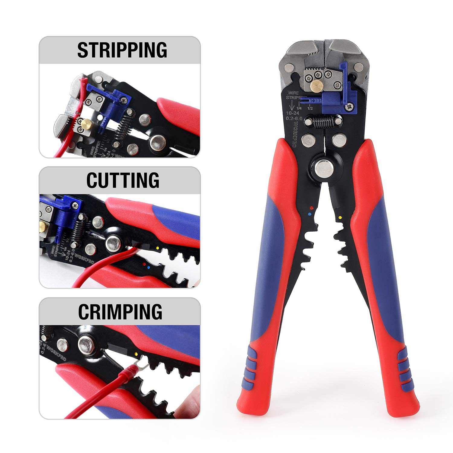 Buy WORKPRO Automatic Wire Stripper Plier AWG10-24, 3-in-1 Self ...