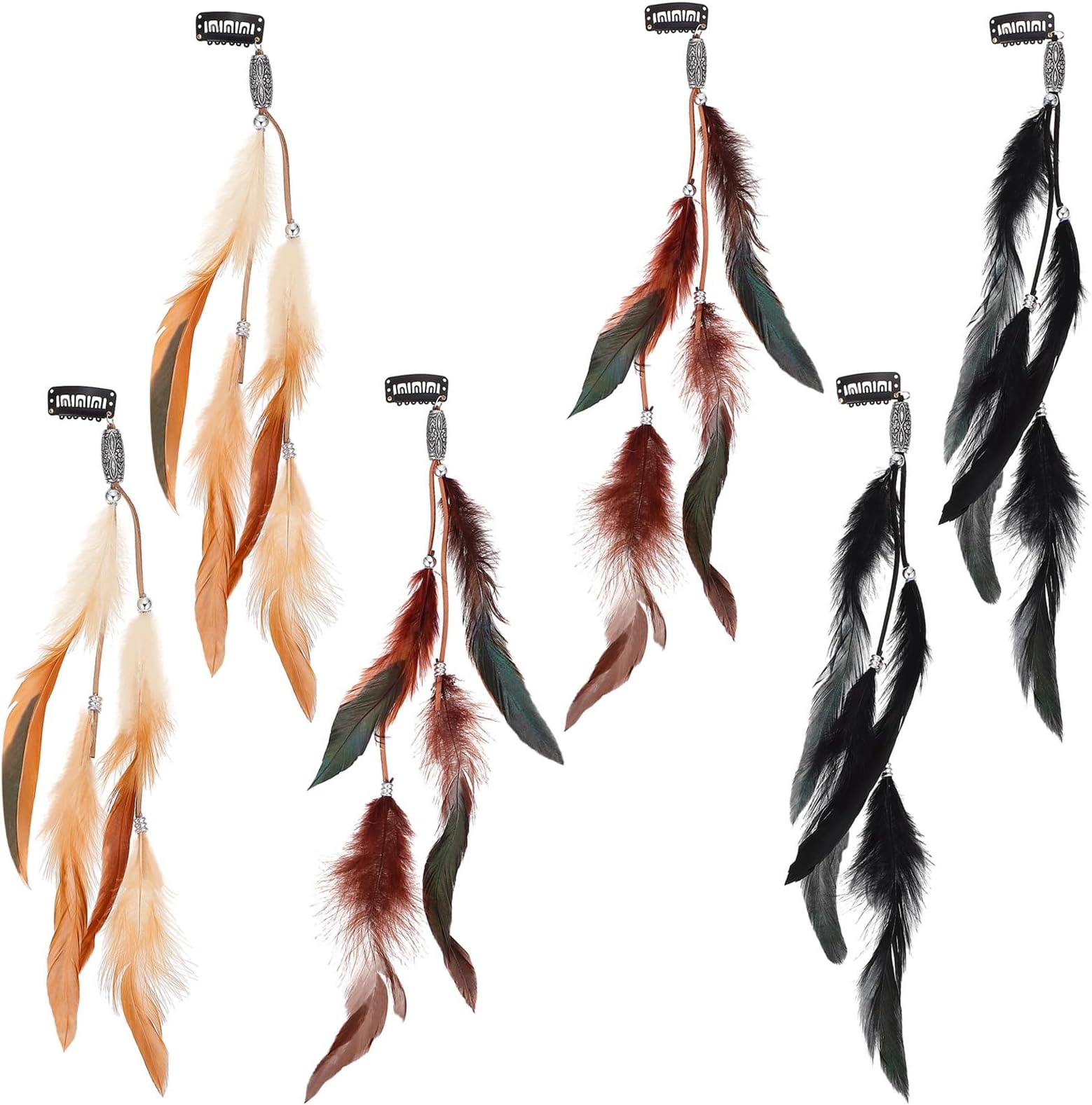 Amazon.com : MWOOT Feather Clip in Hair Extension 6Pcs, Handmade ...