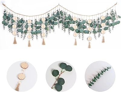 Amazon.com: Boho Wall Decor Artificial Eucalyptus Wall Hanging Bathroom ...