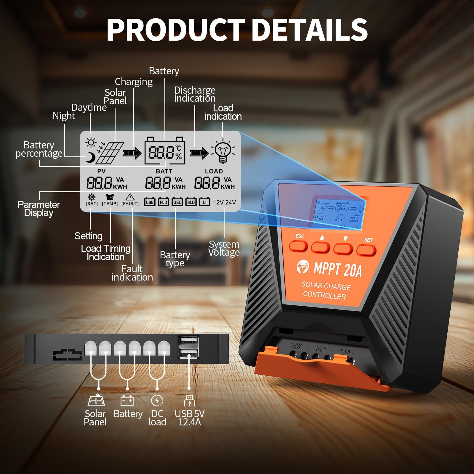 Solar Charge Controller 12v 12/24V MPPT Solar Charge Controller 10/20 ...